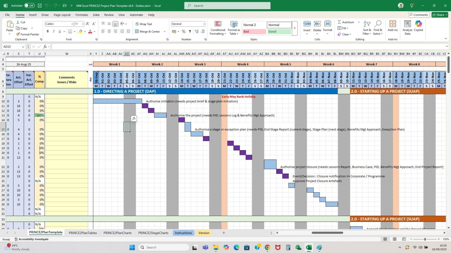 PRINCE2 7th Edition Planner MS Templates Download - Both Microsoft ...