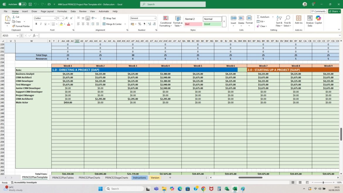PRINCE2 7th Edition Planner MS Templates Download - Both Microsoft ...