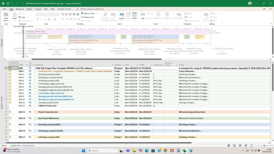 PRINCE2 7th Edition Planner MS Templates Download - Both Microsoft ...