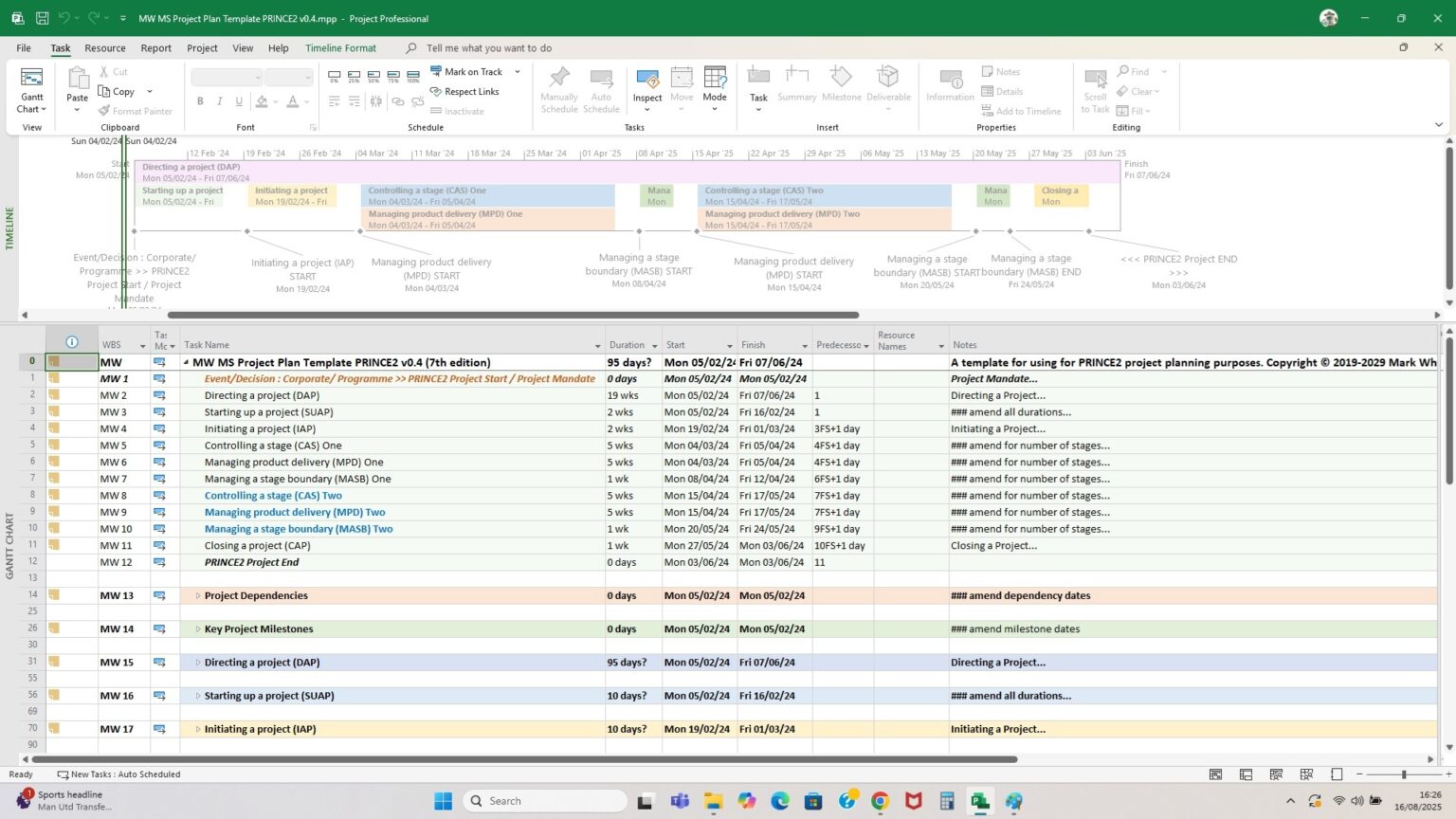 PRINCE2 7th Edition Planner MS Templates Download - Both Microsoft ...