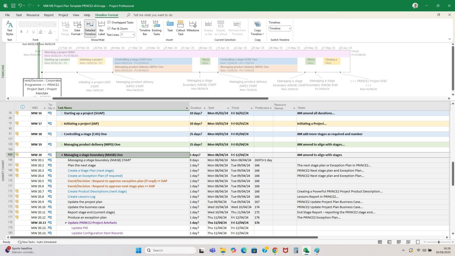 PRINCE2 7th Edition Planner MS Templates Download - Both Microsoft ...