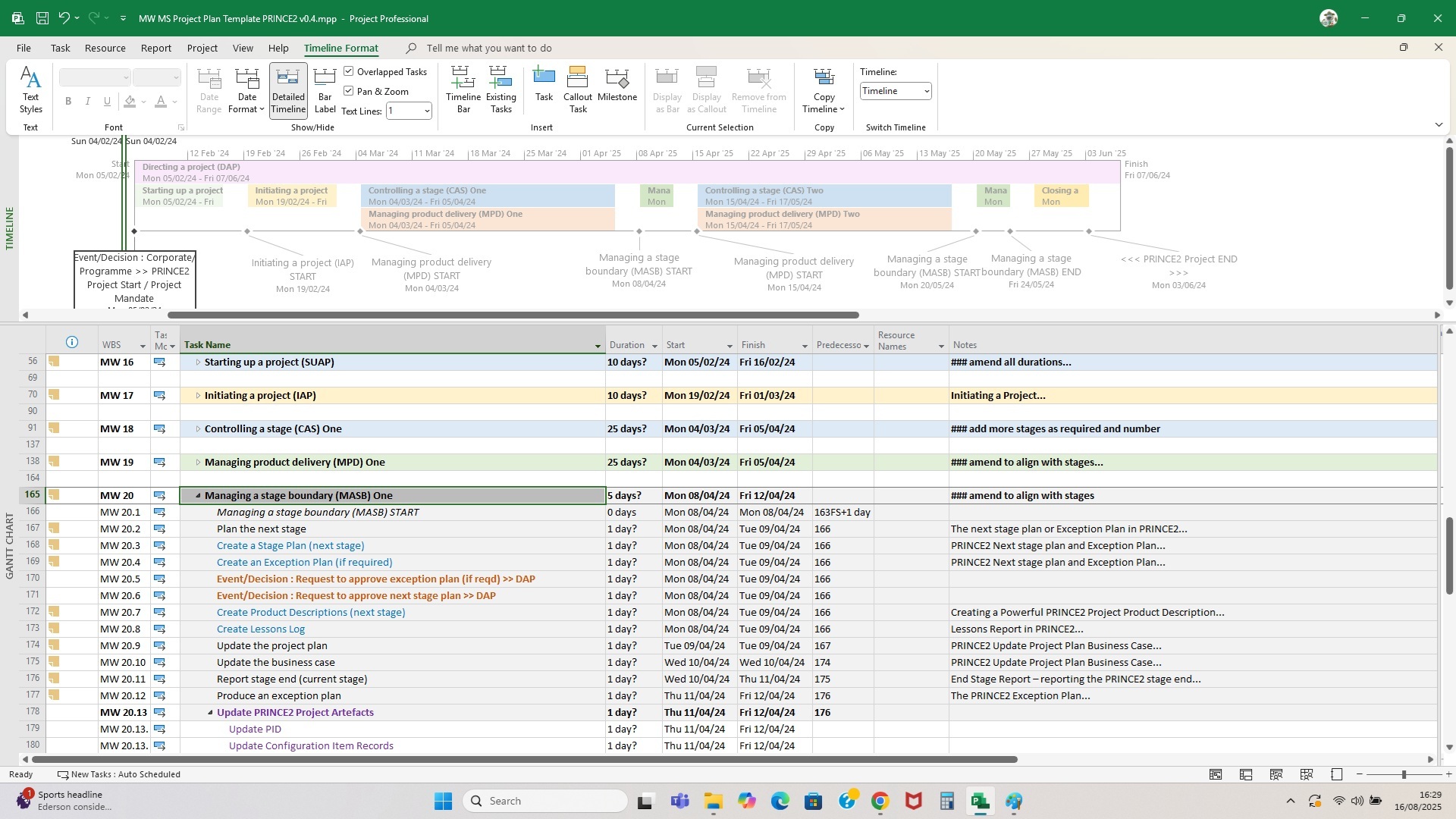 PRINCE2 7th Edition Planner MS Templates Download - Both Microsoft ...