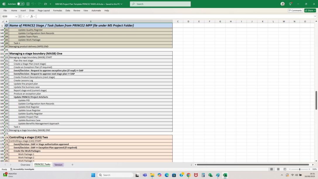 PRINCE2 7th Edition Planner MS Templates Download - Both Microsoft ...