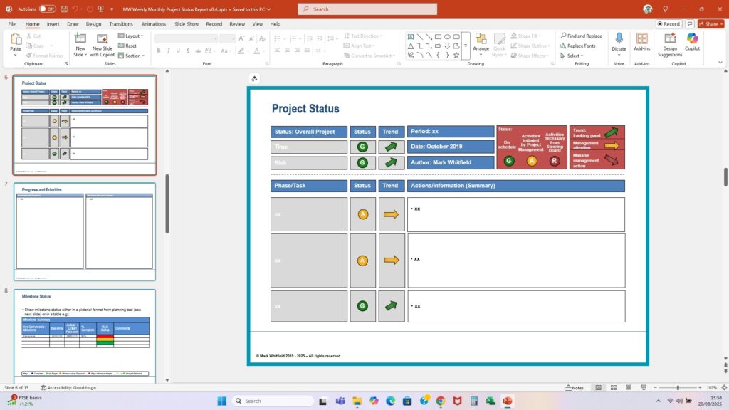 PRINCE2 & Agile Weekly Monthly Project Status Report for Client ...