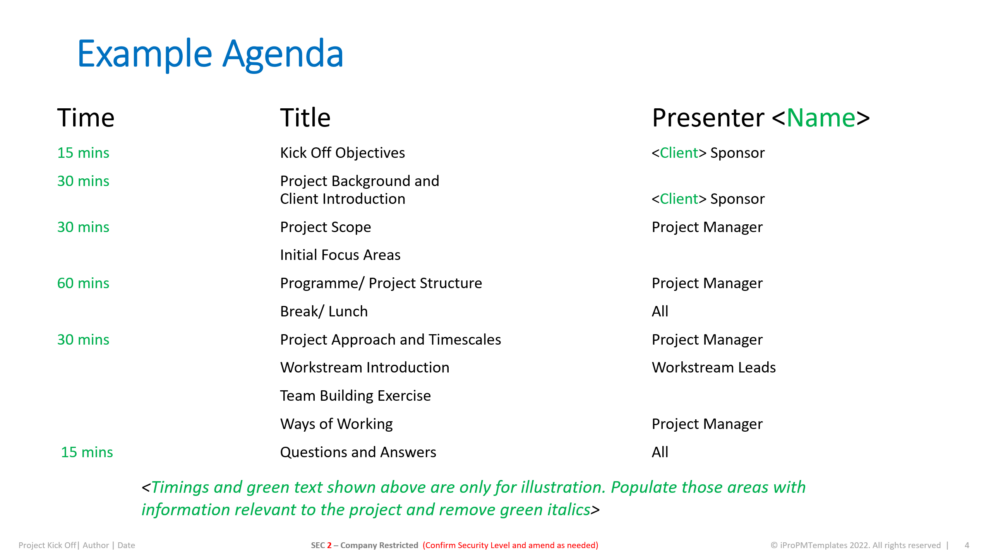 Project Programme Team Kick Off PowerPoint